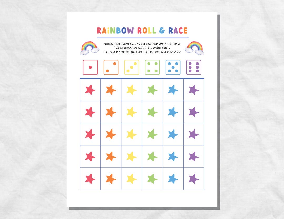 Rainbow Roll & Race Game, Classroom Party Dice Game for Kids, Preschool ...