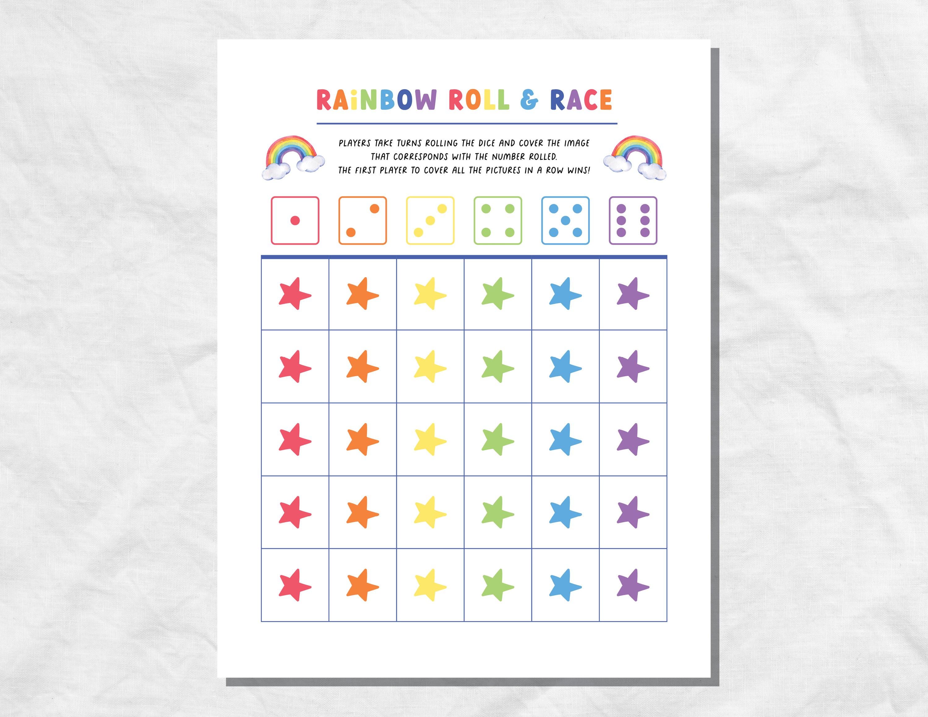 Rainbow Roll & Race Game, Classroom Party Dice Game for Kids, Preschool ...