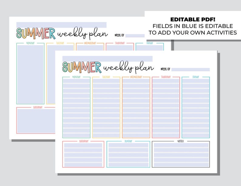 EDITABLE Summer 2026 Weekly Schedule for Kids Printable to Plan All ...