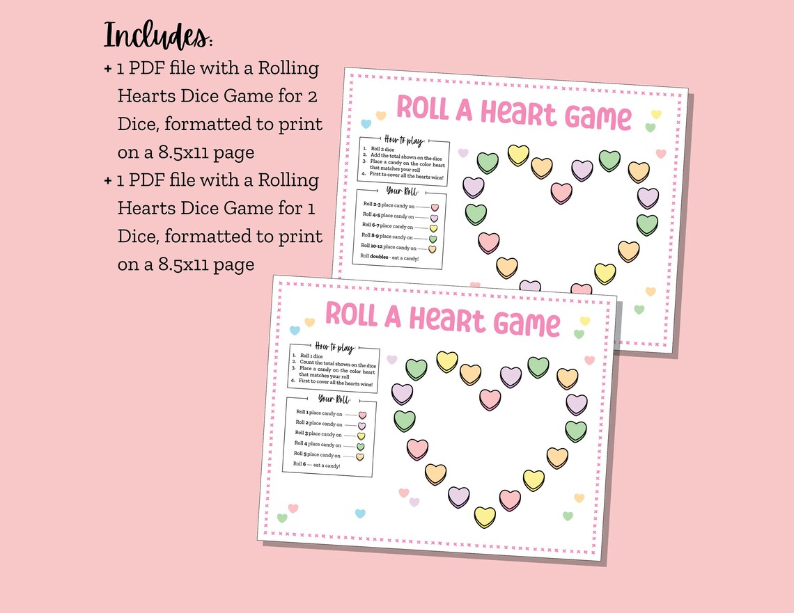 Roll a Heart Candy Dice Game, Fun Valentines Game for Kids, Kids ...