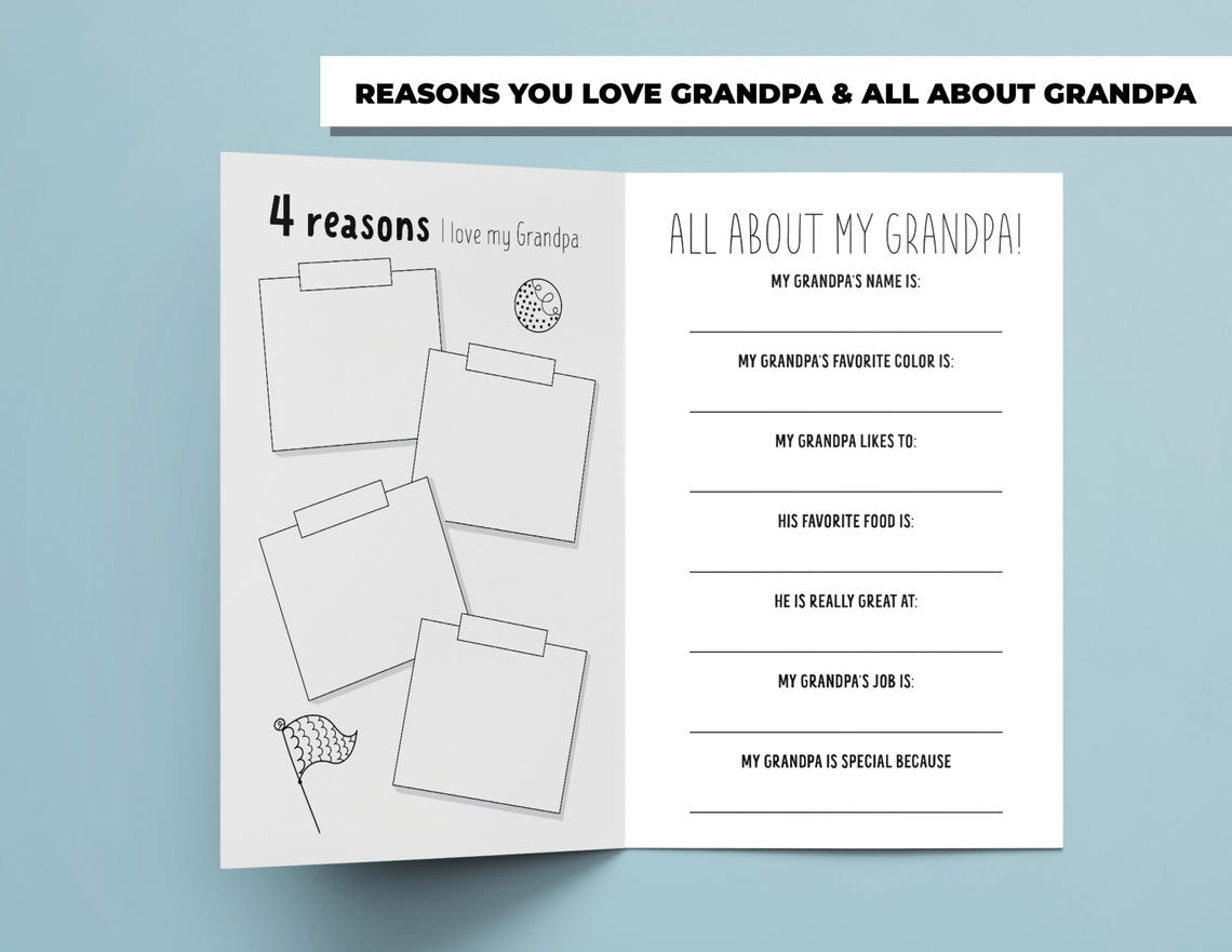 All About Grandpa Printable Book, Father's Day Activity for Kids ...