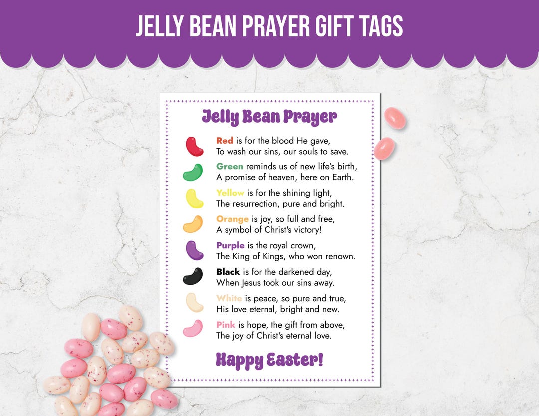 Christian Jelly Bean Prayer Treat Bag Tag, Perfect for Easter Basket ...