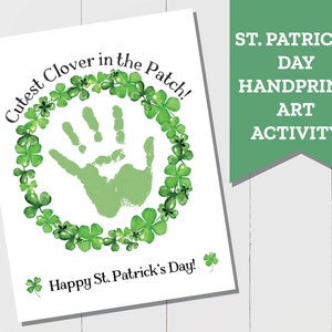 St. Patricks Day Handprint Art Activity for Kids, Shamrock Handprint ...