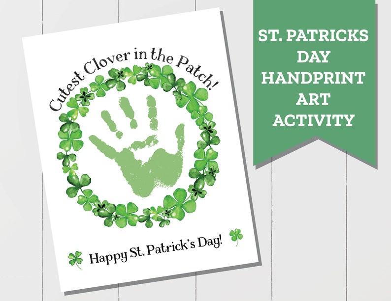 St. Patricks Day Handprint Art Activity for Kids Shamrock - Etsy
