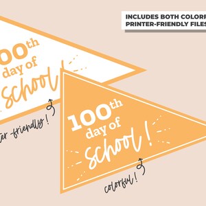 100th Day of School Printable Pennant Flags for Classroom Celebration ...