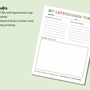Leprechaun Trap Worksheet for St Patricks Day, Leprechaun Trap Ideas ...