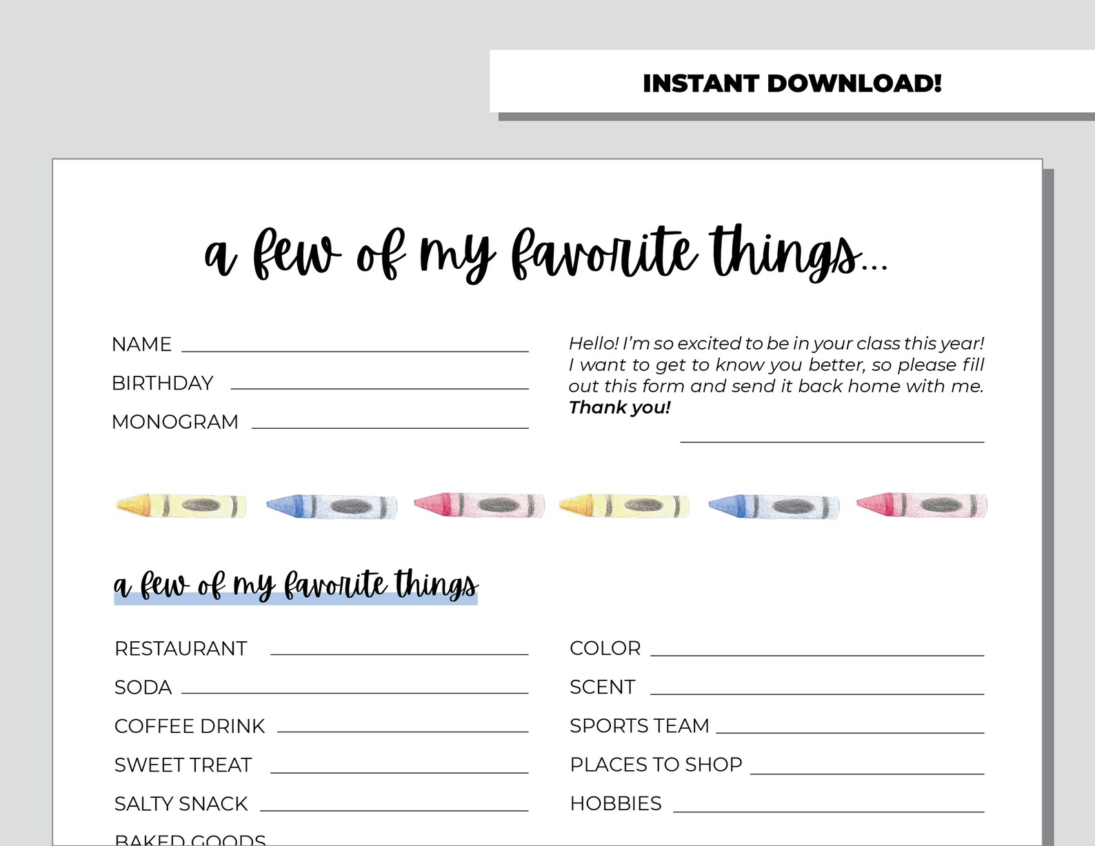 All About the Teacher Printable With Classroom Wishlist - Etsy