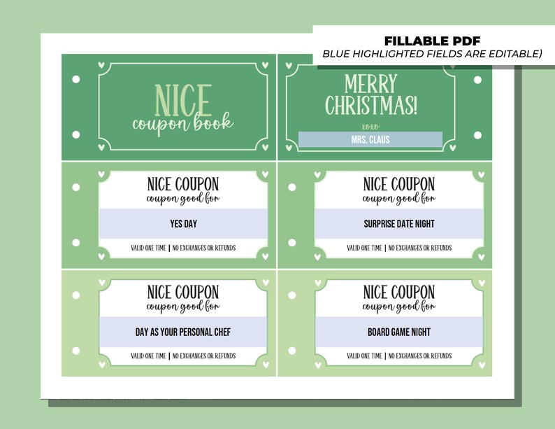 Editable Christmas Coupon Book, Custom Coupon Book for Christmas, Love ...