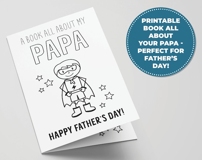 Father's Day Printable, All About My Grandpa, Fathers Day Gift, Card ...