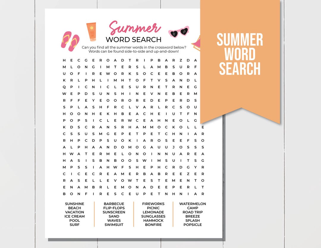 Summer Word Search, Printable Summer Games, Summer Word Games ...