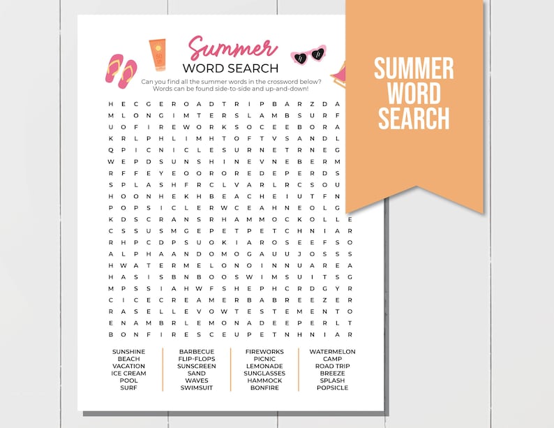 Summer Word Search, Printable Summer Games, Summer Word Games ...