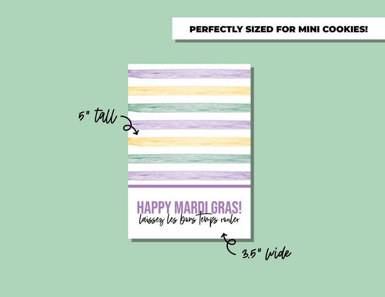 Mardi Gras Mini Cookie Card, Printable Mini Cookie Card for Carnival ...