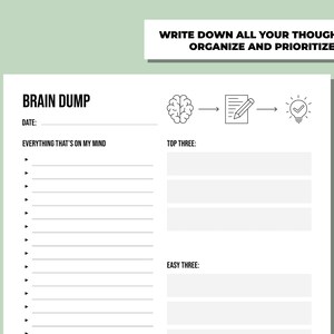 Brain Dump Printable Template With Minimalist Design to Help You Do ...