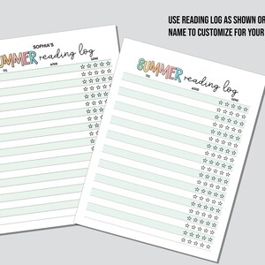 EDITABLE Summer Reading Log for Kids, Summer Reading Printables, Summer ...