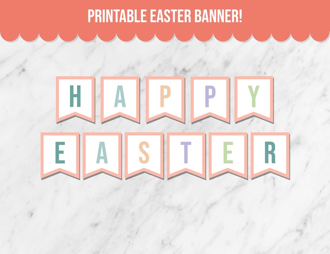 Happy Easter Banner, Printable Bunting for Home Easter Decor, Printable ...