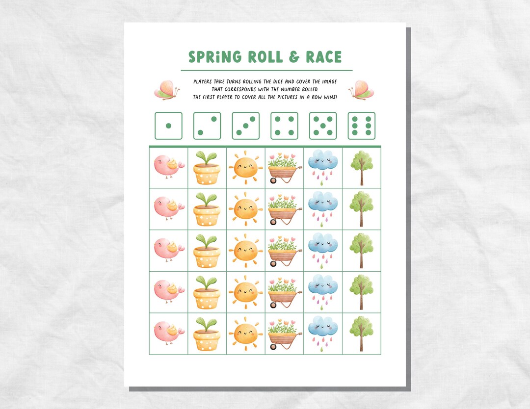 Spring Roll & Race Game, Classroom Party Dice Game for Kids, Preschool ...