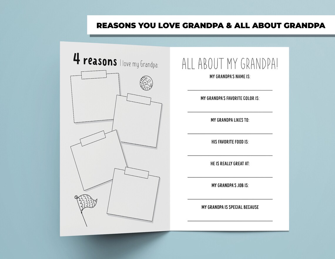 All About Grandpa Printable Book Father's Day Activity - Etsy