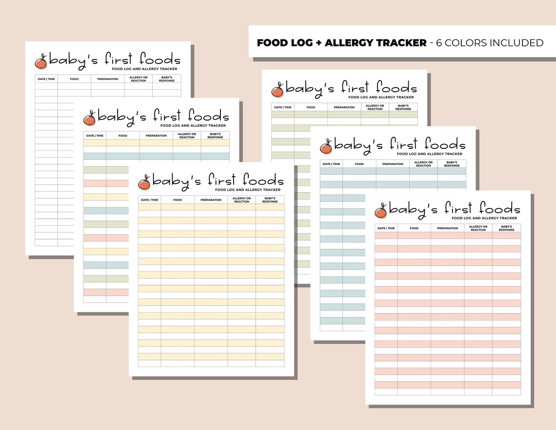 Baby Food Log Bundle! Perfect for Baby’s First Foods Checklist, Baby ...