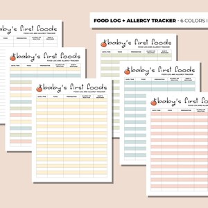 Baby Food Log Bundle! Perfect for Baby’s First Foods Checklist, Baby ...