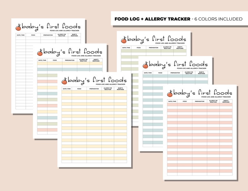 Baby Food Log Bundle Perfect for Babys First Foods | Etsy