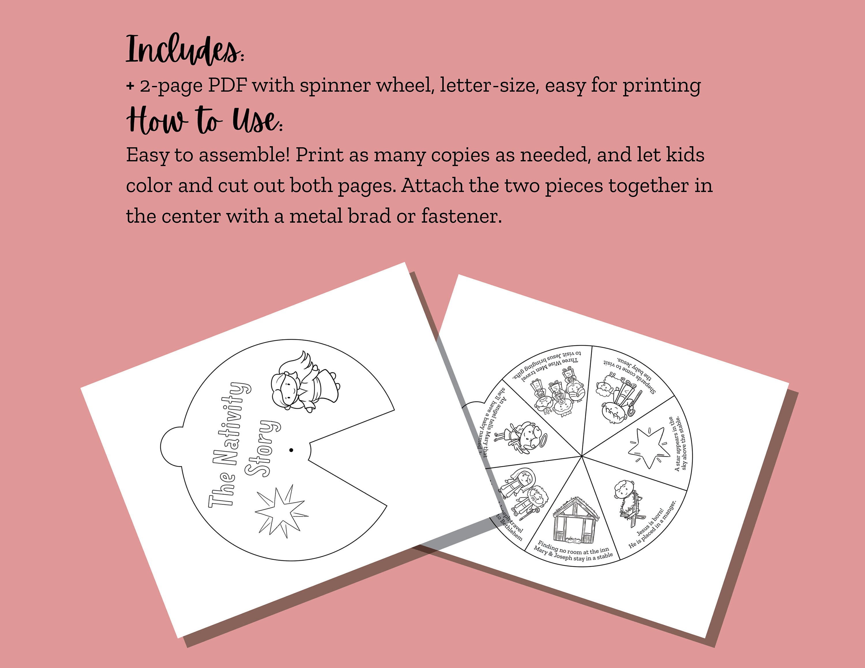 The Nativity Story Spinner Wheel Printable, Perfect Christian Christmas ...