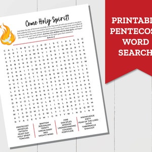 Religious Word Search, Christian Pentecost Games, Pentecost Word Game ...