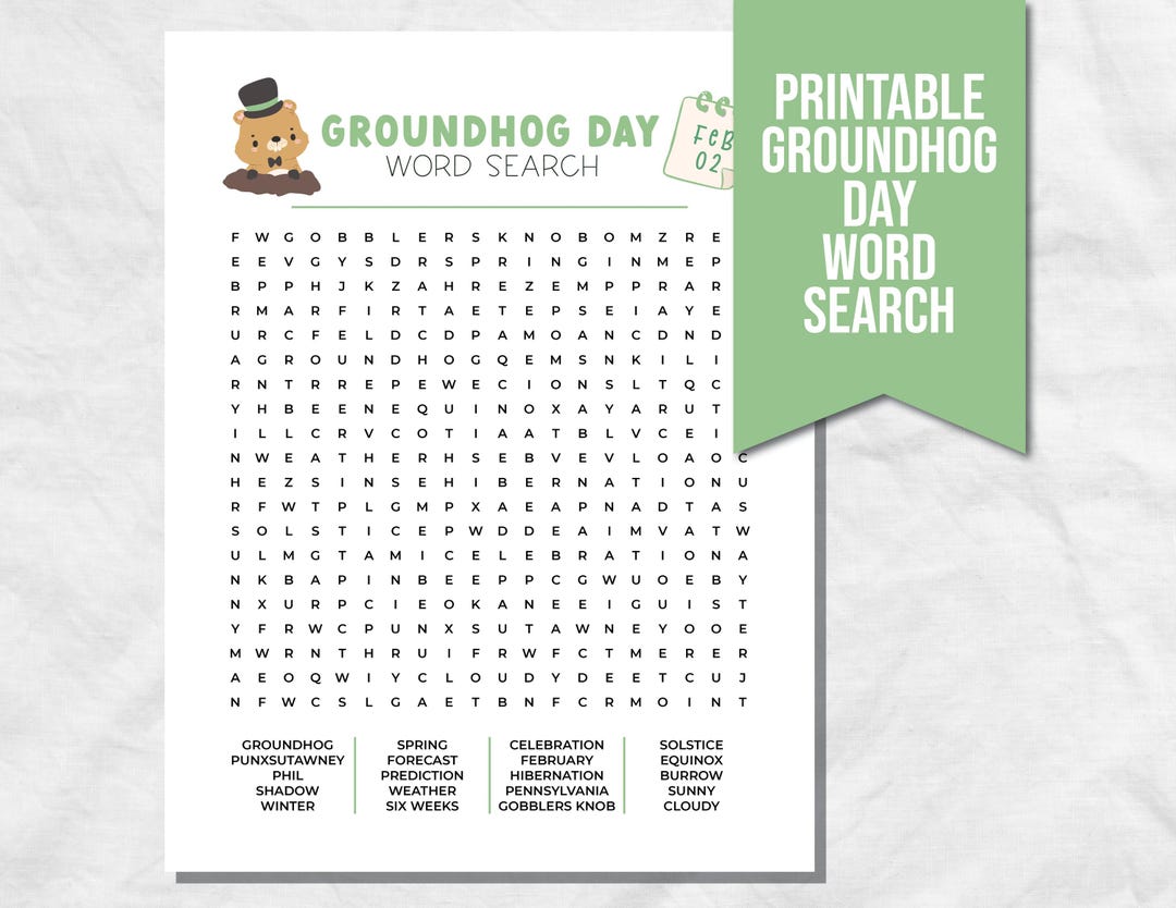 Groundhog Day Word Search, Printable Groundhog Day Games, Groundhog Day ...