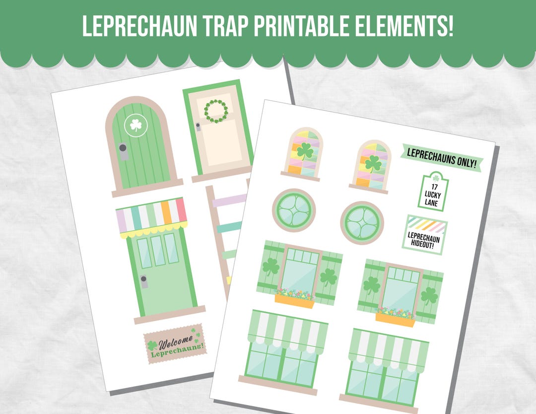 Leprechaun Trap Printable Elements for St Patricks Day, DIY Leprechaun ...