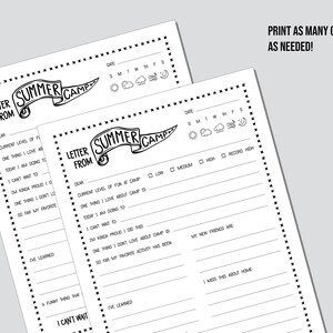 Printable Letter From Camp, Summer Camp Letter, Summer Camp Stationery ...