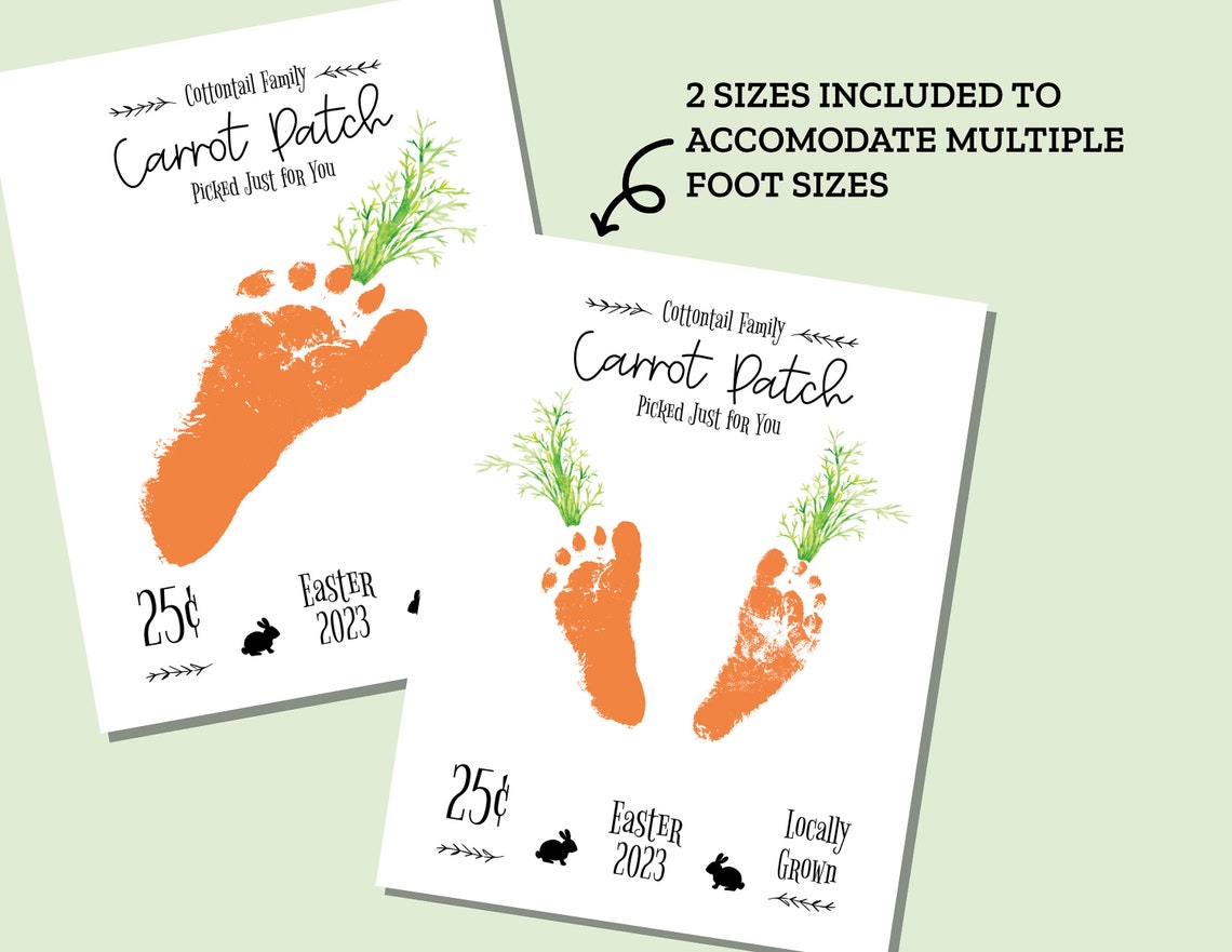 Easter Footprint Art Activity for Kids Carrot Patch Footprint - Etsy