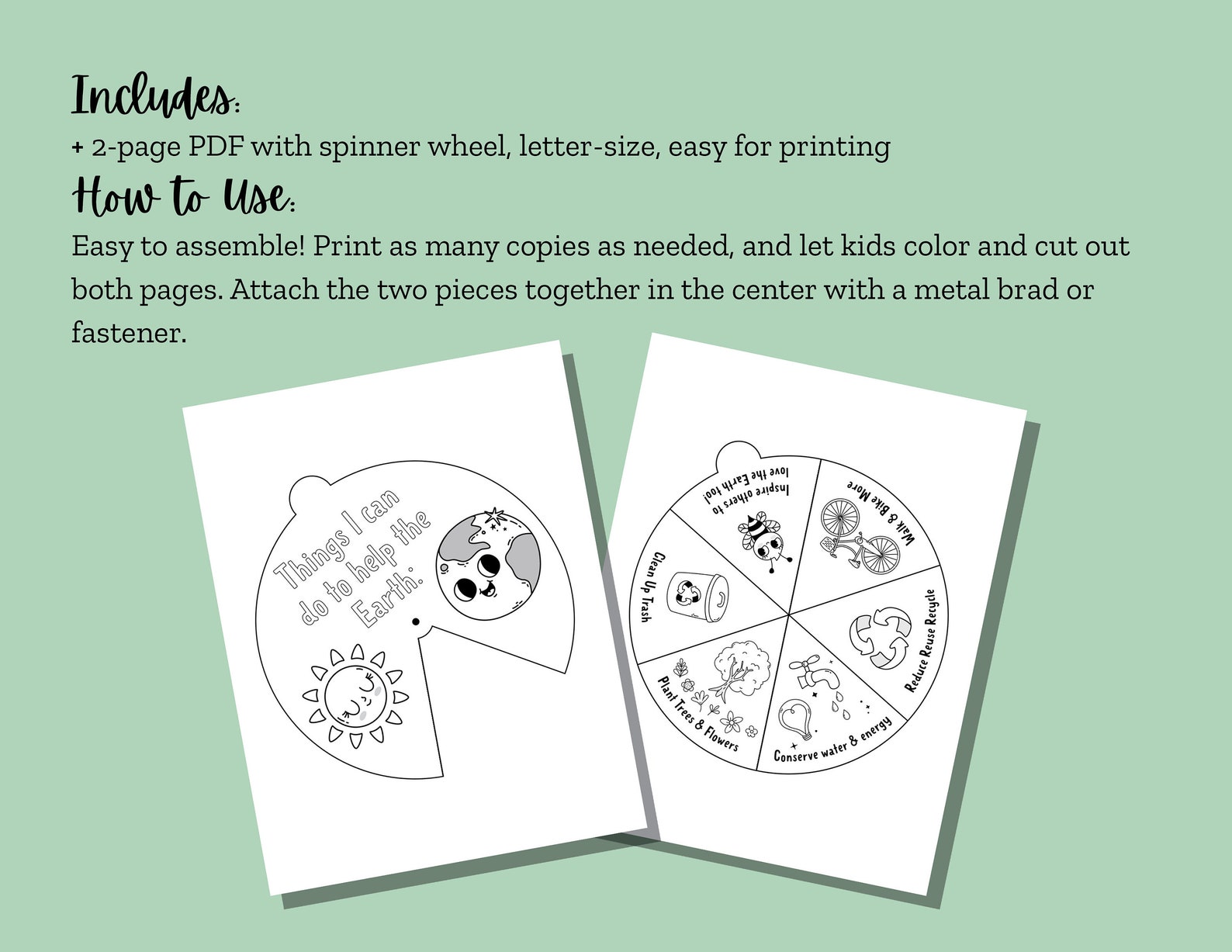 Earth Day Activities Printable, Printable Spinner Wheel Activity for ...