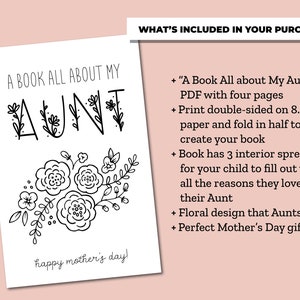 All About My Aunt Printable Book for Mother's Day, Perfect Mother's Day ...