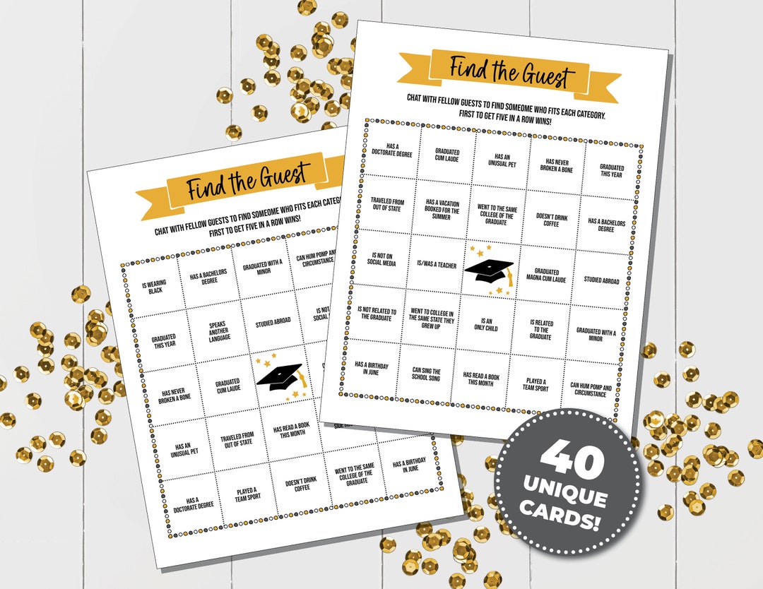 Graduation Find the Guest Game, Graduation Party Game, Find the Guest ...