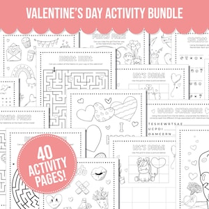 Valentines Day Printable Activity Bundle With Coloring Pages, Word ...