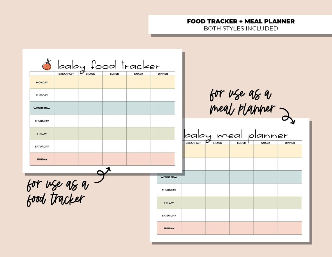 Baby Food Log Bundle! Perfect for Baby’s First Foods Checklist, Baby ...