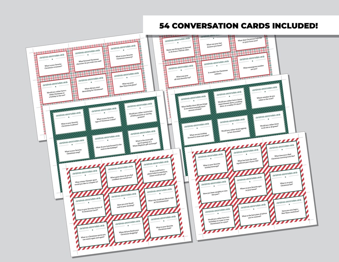 Christmas Ice Breaker Game, Conversation Starter for Office Party Game ...