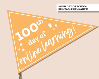 100th Day of School Printable Pennant Flags for Classroom | Etsy