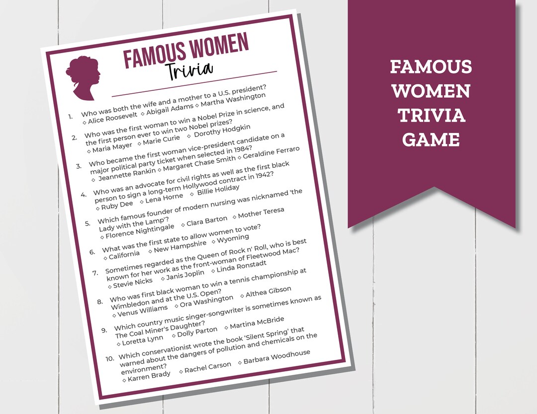 International Women's Day Trivia Game, Womens History Month Trivia ...