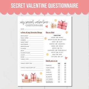 Gift Exchange Questionnaire, Gift Exchange Survey and Favorite Things ...