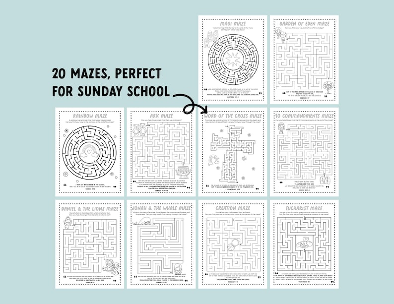 Christian Printable Activity, Kids Sunday School Mazes, Homeschool ...