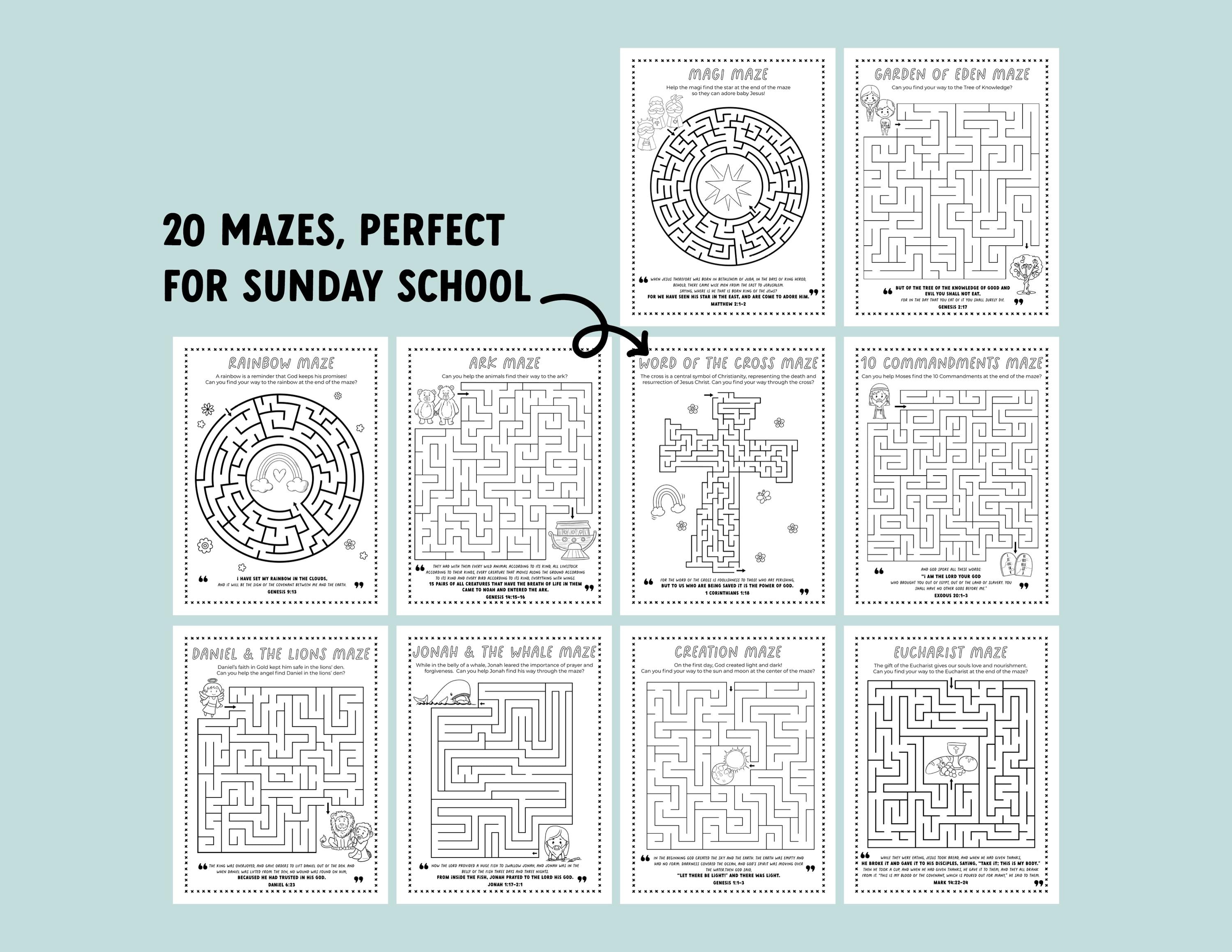 Christian Printable Activity, Kids Sunday School Mazes, Homeschool ...