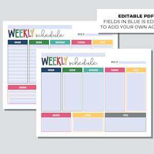 EDITABLE Weekly Schedule for Kids Printable to Plan All Your Activities ...
