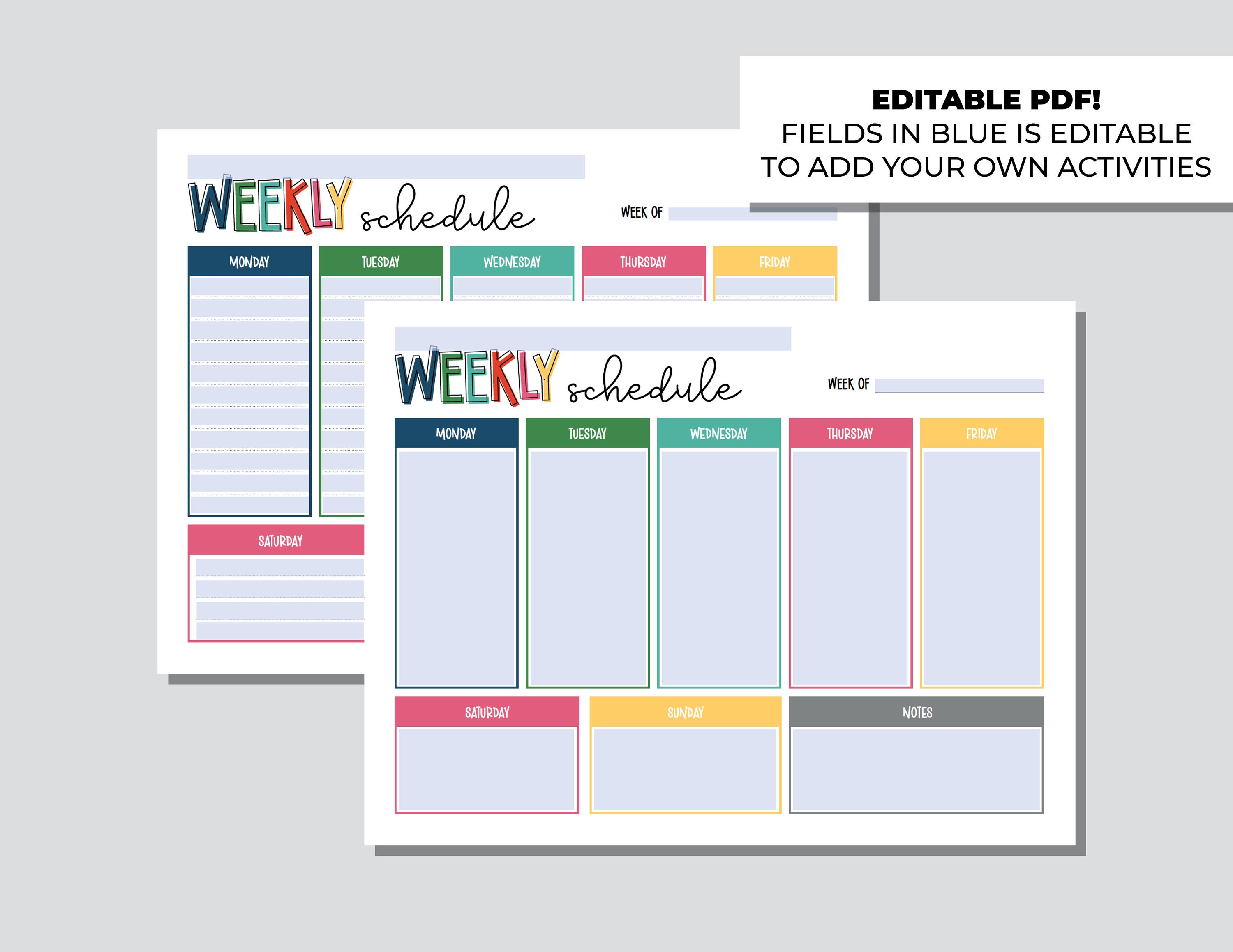 EDITABLE Weekly Schedule for Kids Printable to Plan All Your Activities ...