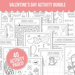 Valentines Day Printable Activity Bundle With Coloring Pages, Word ...