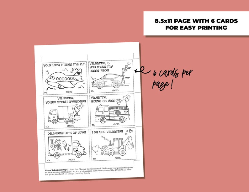 Construction Truck Coloring Valentine for Valentines Day - Etsy