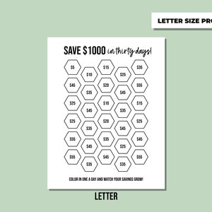 Save 1K in 30 Days Challenge Printable, Money Saving Challenge, Easy ...