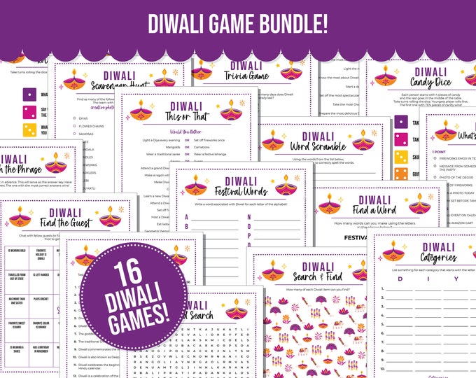 15 Diwali Games Bundle - Printable Diwali Games for Kids, Teens ...