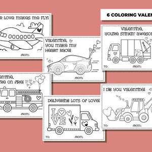 Construction Truck Coloring Valentine for Valentines Day, Kids's ...