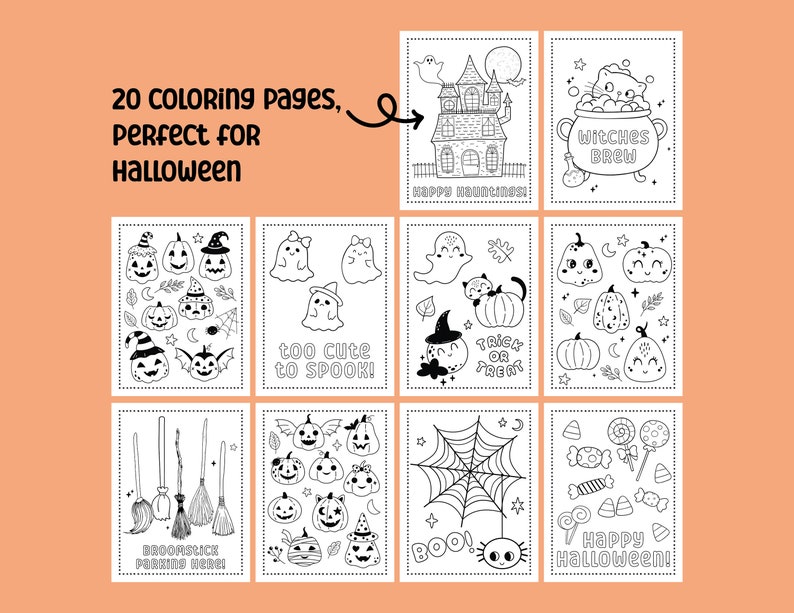 Halloween Coloring Page Bundle for Kids - 20 Spooky and Fun Printable ...