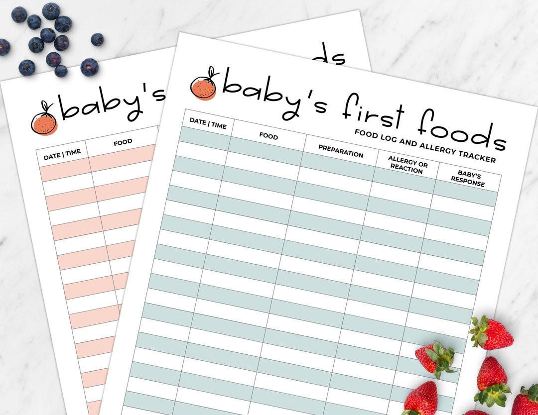 Baby Food Chart + Food Allergy Tracker, Perfect for Tracking Baby's ...